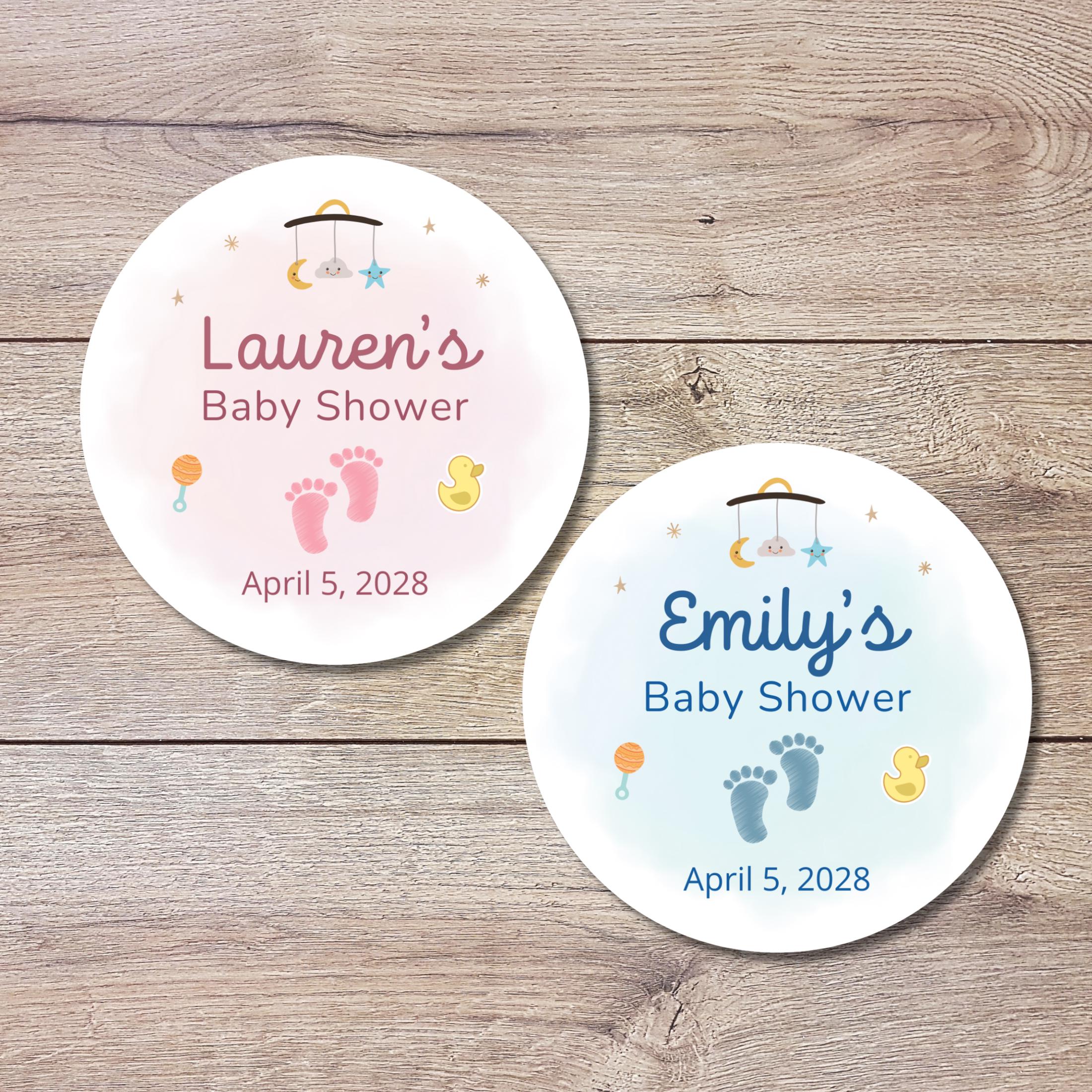 Personalized Baby Shower Stickers, Custom Baby Footprint Inspired Show ...