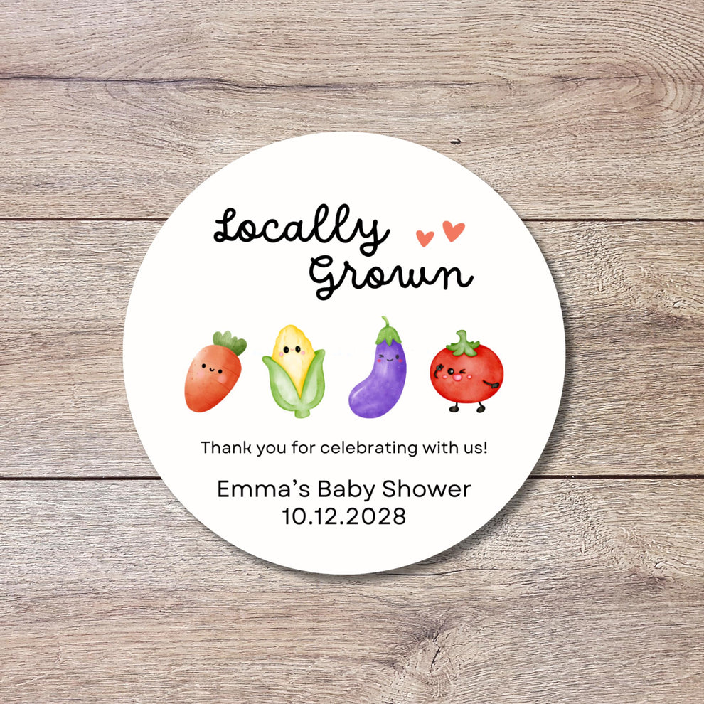 Locally Grown Baby Shower Stickers, Custom Thank You for Coming Labels ...